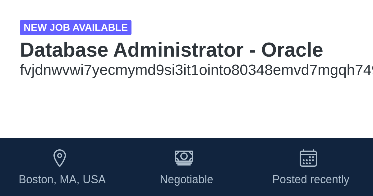 Database Administrator - Oracle at ...
